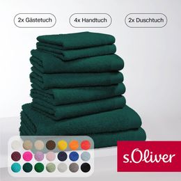 Handtuch Set s.Oliver "s.Oliver, Premium Qualit&auml;t, 600 gr/m&sup2;", gr&uuml;n (flaschengr&uuml;n), 8 Stk., Walkfrottier, Walkfrottier, Obermaterial: 100% Baumwolle, Handtuch-Sets, 2 G&auml;stet&uuml;cher 30x50, 4 Handt&uuml;cher 50x100, 2 Duscht&uuml;cher 70x140