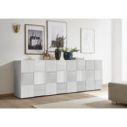 Sideboard Home Affaire "Dama Breite 241, Kommode 4 T&uuml;ren, Anrichte", grau (eucalipto), B:241cm H:84cm T:42cm, Sideboards, Sideboard, Front in 3D-Optik, viel Stauraum, verschiedene Farben