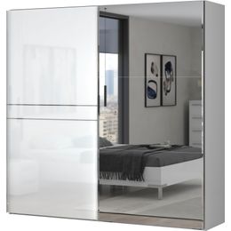Schwebet&uuml;renschrank OTTO HOME "Piano, mit Einlegeb&ouml;den, Kleiderstangen, Spiegel, T&uuml;ren soft-close", wei&szlig; (wei&szlig; hochglanz), B:230cm H:224cm T:61cm, Holzwerkstoff, Schr&auml;nke, Schwebet&uuml;renschrank, mit Spiegelt&uuml;r, FSC-zertifizierter Holzwerkstoff