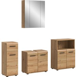 Badm&ouml;bel-Set Welltime "FLORENZ, TOPSELLER, 4-teilige Badkombination, hochwertige MDF-Front", artisan oak nb, B:180cm H:185cm T:30cm, Holzwerkstoff, MDF, Kastenm&ouml;bel-Sets, Badm&ouml;bel-Set, Bad-Kombination, Bad-M&ouml;bel, Badezimmer, Kombination, Kombi