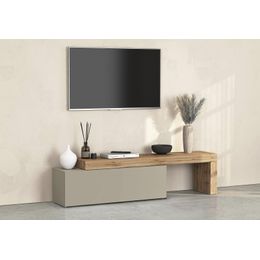 Lowboard OTTO HOME "Chronos TV-Board, T-Schrank", braun (taube, eiche wotan), B:240cm H:51cm T:40cm, Sideboards, Lowboard, Breite 240 cm TV-Board,Lowboard,1 Klappe und ein L-F&ouml;rmiger Aufsatz