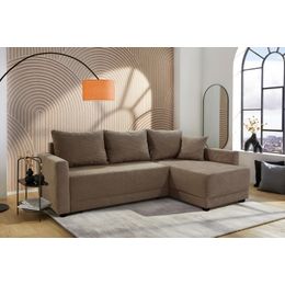 Jockenh&ouml;fer Ecksofa JOCKENH&Ouml;FER GRUPPE "Venezia, inklusive Bettfunktion und Bettkasten", taupe, B:234cm T:154cm, Korpus: 100% Polyester;Kissen: 100% Polyester, Sofas, Ecksofa, Ottomane links oder rechts montierbar, inkl. R&uuml;cken- und Zierkissen