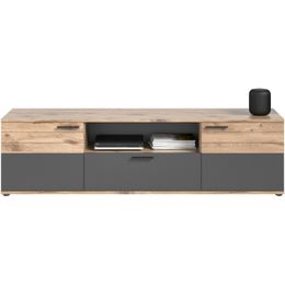 Lowboard Home Affaire "Riga", braun (nox oak nb, basalt grau nb), B:194cm H:53cm T:47cm, FSC-zertifizierter Holzwerkstoff, Sideboards, Lowboard, Breite 194 cm