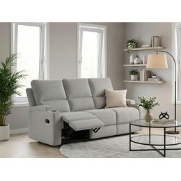 3-Sitzer OTTO HOME "Napori", grau (hellgrau), B:207cm H:105cm T:94cm, 100% Polyester, Sofas, Kinosofa mit 2 x Relaxfunktion und Getr&auml;nkehalter