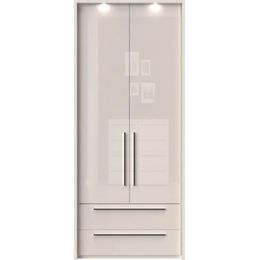 Dreht&uuml;renschrank OTTO HOME "Piano, inklusive Rahmen und Beleuchtung, soft-close-Funktion", beige (beige hochglanz), B:97cm H:226cm T:60cm, Spanplatte, Schr&auml;nke, Dreht&uuml;renschrank, beige oder wei&szlig;, UV lackiert, Hochglanzfronten, FSC-zertifiziert