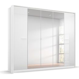 Dreht&uuml;renschrank Rauch "Kleiderschrank Schrank Garderobe W&auml;scheschrank Ankleide OTELI", wei&szlig; (wei&szlig;, hochglanz wei&szlig;), B:230cm H:231cm T:58cm, Holzwerkstoff, Schr&auml;nke, Dreht&uuml;renschrank, mit Mittelspiegel und Passepartout optional mit Beleuchtung