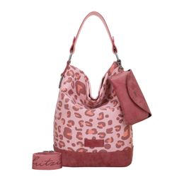 Schultertasche Fritzi aus Preussen "Izzy07 Olga", Damen, Gr. B/H/T: 17cm x 37cm x 27cm, rot, Baumwolle, mehrfarbig, Taschen Schultertasche, aus veganen und recycelten Materialien