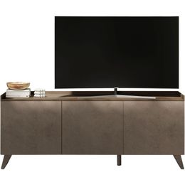 Lowboard Home Affaire "Tray, Breite 181 cm, TV-Bank mit 3 T&uuml;ren", braun (bronzo, mercure nb holzstruktur), B:181cm H:72cm T:42cm, Sideboards, Lowboard, Top "Tablet", Push-to-open Funktion