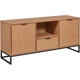 TV-Schrank Inter Link "Vivo", eiche colori, B:150cm H:70cm T:45cm, Massivholz, Metall, Schr&auml;nke, Kiefer Massiv, Soft-Close, Industrial Style, BxTxH: 150 x 45 x 70 cm