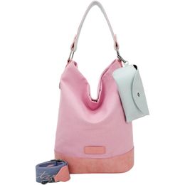 Schultertasche Fritzi aus Preussen "Izzy07 Olga", Damen, Gr. B/H/T: 17cm x 37cm x 27cm, rosa, Baumwolle, mehrfarbig, Taschen Schultertasche, aus veganen und recycelten Materialien