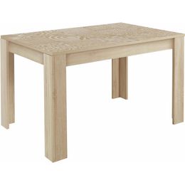 Esstisch Home Affaire "Miro", braun (eichefarben s&auml;gerau mit siebdruck), B:137cm H:79cm T:90cm, Tische, Esstisch, Breite 137 - 185 cm