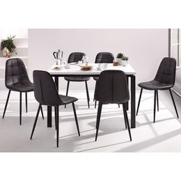 Essgruppe OTTO HOME, schwarz-wei&szlig; (schwarz, wei&szlig; hochglanz,), Kunstleder, Sitzm&ouml;bel-Sets, Essgruppe, Esstisch, Breite 120 cm und 4 Esszimmerst&uuml;hle, Bezug in Kunstleder