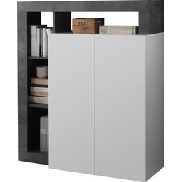 Highboard Home Affaire "Hamburg", grau (wei&szlig;, ossido), B:108cm H:126cm T:42cm, Sideboards, Highboard, Breite 108 cm