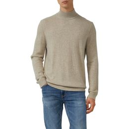 Stehkragenpullover s.Oliver, Herren, Gr. L, ecru, Strick, Obermaterial: 50% Wolle, 50% Polyamid, unifarben, regular fit normal, ohne Ausschnitt, Rippb&uuml;ndchen, Pullover Stehkragenpullover, mit Stehkragen