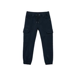 Cargohose s.Oliver JUNIOR, Jungen, Gr. 122, N-Gr, blau (blaureg), Web, Obermaterial: 98% Baumwolle, 2% Elasthan, unifarben, regular fit kn&ouml;chellang, Hosen Cargohose, mit Taschen