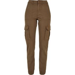 Stoffhose Urban Classics "Urban Classics Damen Ladies Cotton Twill Utility Pants", Damen, Gr. 29, Normalgr&ouml;&szlig;en, olive, 98% Baumwolle, 2% Elasthan, unifarben, relaxed fit, Hosen Stoffhose