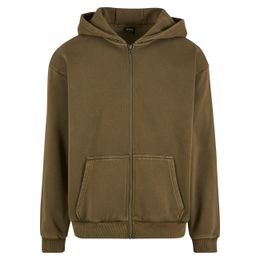 Kapuzenpullover Urban Classics "Urban Classics Vintage Heavy Zip Hoodie", Herren, Gr. L, warmkhaki, 70% Baumwolle, 30% Polyester, unifarben, normal, ohne Ausschnitt, Pullover Kapuzenpullover