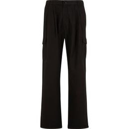 Cargohose Urban Classics "Urban Classics Wide Pleated Cargo Pants", Damen, Gr. 30, Normalgr&ouml;&szlig;en, schwarz, 80% Baumwolle, 18% Polyester, 2% Elasthan, unifarben, relaxed fit, Hosen Cargohose