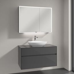 Villeroy & Boch Villeroy & Boch Embrace Schrank mit Loop & Friends Waschtisch, mit Spiegelschrank My View Now, 4A4701R1+A95600FP+A4551000, My View Now