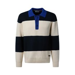 Strickpullover Pierre Cardin, Herren, Gr. 3XL, blau (salute), Strick, Obermaterial: 75% Baumwolle, 25% Polyamid, colorblocking, normal normal, ohne Ausschnitt, B&uuml;ndchen, Pullover Strickpullover, mit Polokragen