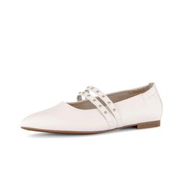 Ballerina Gabor "Eleganter Ballerina Glattleder", Damen, Gr. 38,5, creme, Schuhe Ballerina