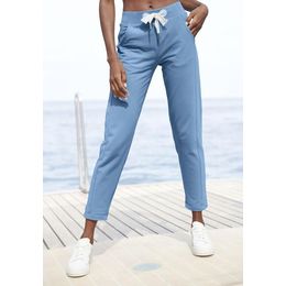 ELBSAND Sweathose 'Brinja' azurblau Gr. S (36) f&uuml;r Damen. Mit Logodruck. Figurumspielend. Nachhaltig.