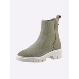 Stiefelette Heine, Damen, Gr. 41, gr&uuml;n (khaki), Leder, Rindsleder, Veloursleder, Schuhe Stiefelette