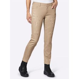 Push-up-Jeans Inspirationen, Damen, Gr. 42, Normalgr&ouml;&szlig;en, beige, 96% Baumwolle, 4% Elasthan, unifarben, lang, Jeans