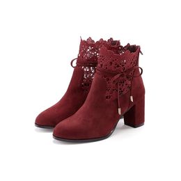 Lascana High-Heel-Stiefelette 'Sommerstiefelette' rot Gr. 35 f&uuml;r Damen. Mit Spitze