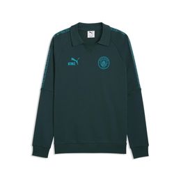 Sweatshirt Puma "Manchester City KING Drill Crew Sweatshirt Herren", Herren, Gr. L, gr&uuml;n terrain tropical blau, Obermaterial: 68% Baumwolle, 32% Polyester; Kragen: 3% Elasthan, 97% Baumwolle; Rippe: 3% Elasthan, 97% Baumwolle; Besatz: 100% Polyester, normal, Sweatshirts Sweatshirt