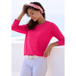 Vivance Langarmshirt 'mit modischer Struktur' orange Gr. 44/46 f&uuml;r Damen. Mit Rundhals. Bequem. Nachhaltig.