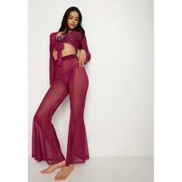 LSCN BY LASCANA Strandset: Shirt und Hose mehrfarbig Gr. 50 f&uuml;r Damen. Mit tiefer V-Ausschnitt. Figurbetont