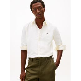 Langarmhemd Tommy Hilfiger "OXFORD DOBBY", Herren, Gr. L, N-Gr, wei&szlig;, allover, Web, Obermaterial: 100% Baumwolle, regular fit, Manschette, Hemden, Button-down-Kragen, regular fit, Businesshemd