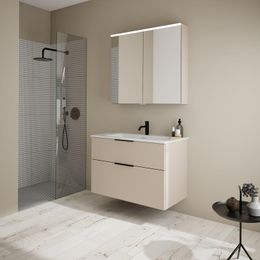 Burgbad Eqio Schrank mit Slim Keramik-Waschtisch, mit Spiegelschrank, SHCP092F6583C0001G0200,