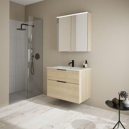 Burgbad Eqio Schrank mit Slim Keramik-Waschtisch, mit Spiegelschrank, SHCP082F3180C0001G0200,