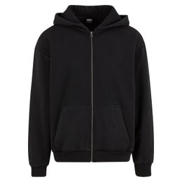 Kapuzenpullover Urban Classics "Urban Classics Vintage Heavy Zip Hoodie", Herren, Gr. L, schwarz, 70% Baumwolle, 30% Polyester, unifarben, Pullover Kapuzenpullover