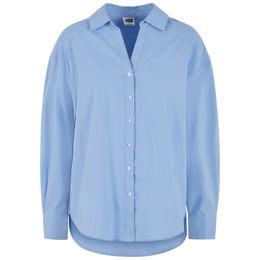 Klassische Bluse Urban Classics "Urban Classics Ladies Oversized Cotton Blouse", Damen, Gr. L, powderblau, 69% Baumwolle, 29% Polyester, 2% Elasthan, Blusen