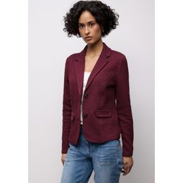 Kurzblazer Street One, Damen, Gr. 42, truffle rot, Web, 73% Baumwolle, 24% Polyester, 3% Elasthan, Strukturmuster, regular fit normal, V-Ausschnitt, normaler Saum, Blazer Kurzblazer