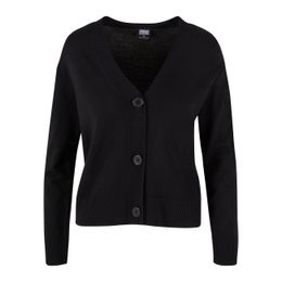 Strickjacke Urban Classics "Urban Classics Damen Ladies Knitted Cardigan", Damen, Gr. L, schwarz, 70% Viskose, 30% Polyamid, unifarben, normal, V-Ausschnitt, Strickjacken Strickjacke