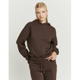 Kapuzensweatshirt Tally Weijl "SSWCOJHIMO", Damen, Gr. S, chocolate nugget, Sweatware, Obermaterial: 65% Baumwolle, 35% Polyester, unifarben, l&auml;ssig geschnitten normal, Rundhals, Sweatshirts, Baumwollmischung, bequem