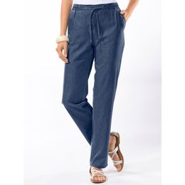Palazzohose Classic Basics, Damen, Gr. 20, Kurzgr&ouml;&szlig;en, blau (dunkelblau), 100% Baumwolle, unifarben, lang, Hosen Palazzohose