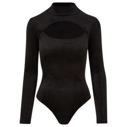 Body Urban Classics "Urban Classics Damen Ladies Velvet Cut-Out Turtleneck Body", Damen, Gr. S, US-Gr&ouml;&szlig;en, schwarz, 93% Polyester, 7% Elasthan, Bodys Body