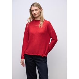 Street One Damen Langarmshirtracing rot meliert, Gr. 44, unifarben, Stoff, 80% Viskose, 15% Polyester, 5% Elasthan, Shirts, aus strecthigem