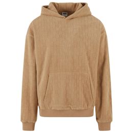 Kapuzensweatshirt Urban Classics "Urban Classics Jacquard Velvet Oversized Hoody", Herren, Gr. L, unionbeige, 100% Polyester, unifarben, Sweatshirts