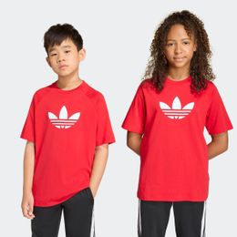 T-Shirt adidas originals "GFX TR LO TEE", M&auml;dchen, Gr. 128, better scarlet, wei&szlig;, Obermaterial: 100% Baumwolle, Rundhals, Shirts T-Shirt, f&uuml;r Kinder, Kurzarmdesign, sportlicher Stil, Rundhalsausschnitt