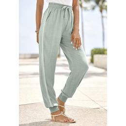 Schlupfhose Vivance, Damen, Gr. 36, N-Gr, gr&uuml;n (mint), Web, Obermaterial: 55% Leinen, 45% Viskose, unifarben, figurumspielend lang, Hosen Schlupfhose, aus leicht strukturierter Webware