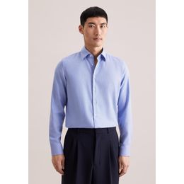 Businesshemd Seidensticker "Schwarze Rose", Herren, Gr. S (38), normale &Auml;rmell&auml;ngen, mittelblau, 100% Baumwolle, Strukturmuster, slim fit, 2-Knopf-Manschette, Hemden, Slim 1/1 Covered-Button-Down-Kragen Struktur