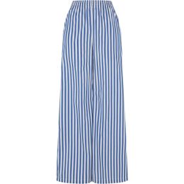 Stoffhose Urban Classics "Urban Classics Damen Ladies Striped Loose Pants", Damen, Gr. L, US-Gr&ouml;&szlig;en, wei&szlig;, blau, 60% Baumwolle, 40% Polyester, gestreift, loose fit, Hosen Stoffhose