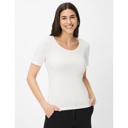 Kurzarmshirt Brax "Style CORA", Damen, Gr. 38, wei&szlig; (sanftes wei&szlig;), 47% Baumwolle, 47% Modal, 6% Elasthan, Rundhals, Shirts