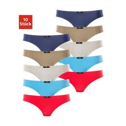 H.I.S. String H.I.S, Damen, Gr. 40, bunt (rot, marine, blau, khaki, grau, meliert), Jersey, Obermaterial: 95% Baumwolle, 5% Elasthan, unifarben, k&ouml;rpernah, Unterhosen String, aus elastischer Baumwoll-Qualit&auml;t